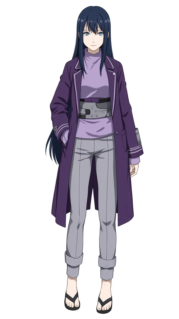 Female anime hyuga member with Long dark blue h...