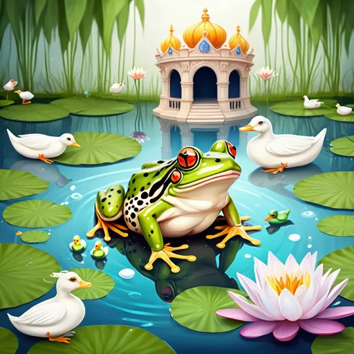 A beautiful queen frog in her palace in the amazing...