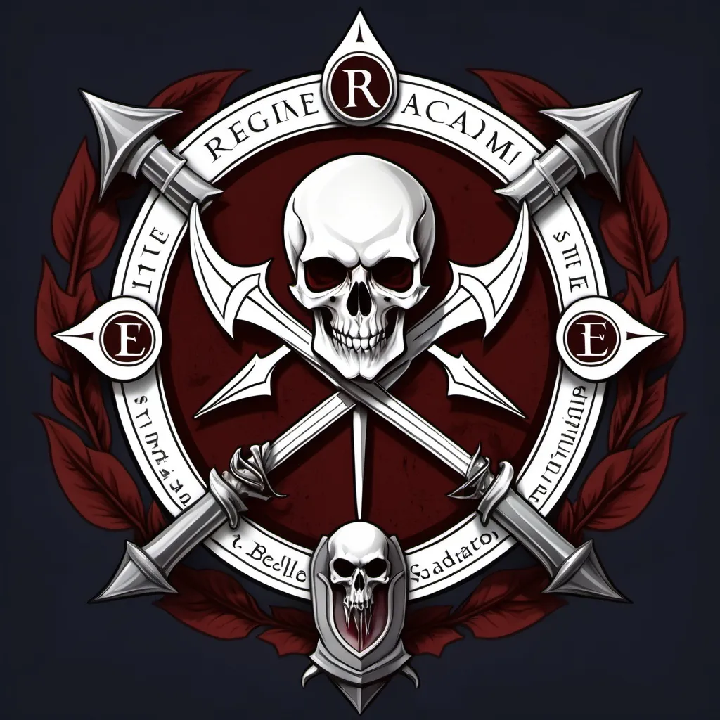 A school crest emphasizing vampire /elf warrior and...