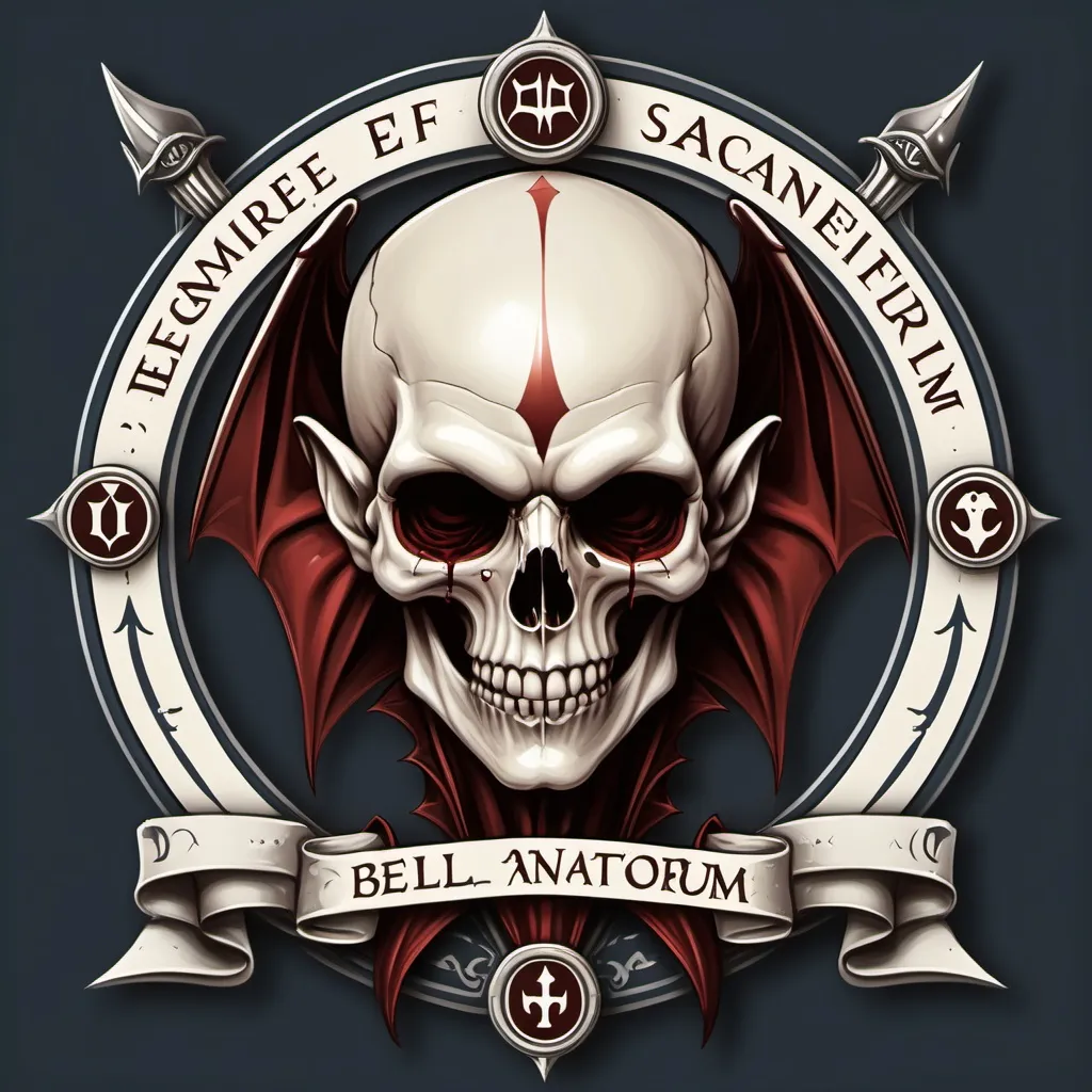 A school crest emphasizing vampire /elf warrior and...