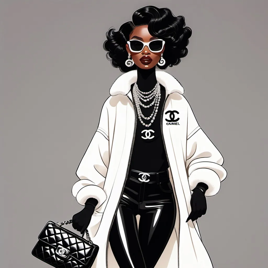 Black cartoon wearing Chanel