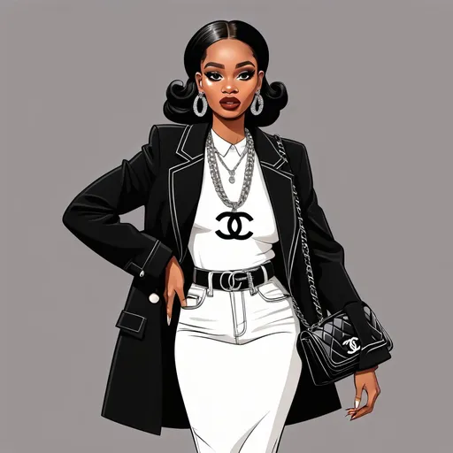 Black cartoon women wearing Chanel