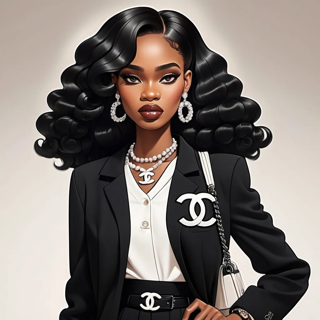 Black cartoon women Christian wearing Chanel