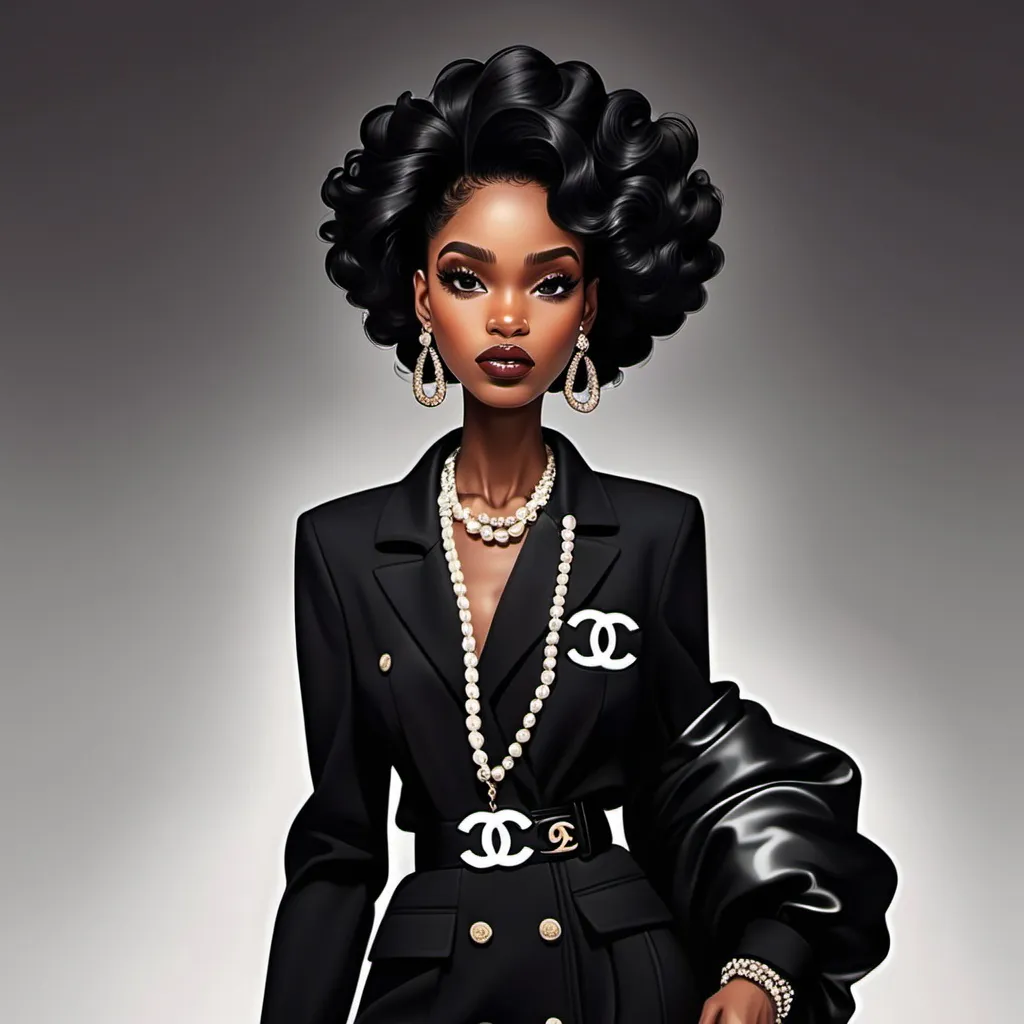 Black cartoon women wearing Chanel