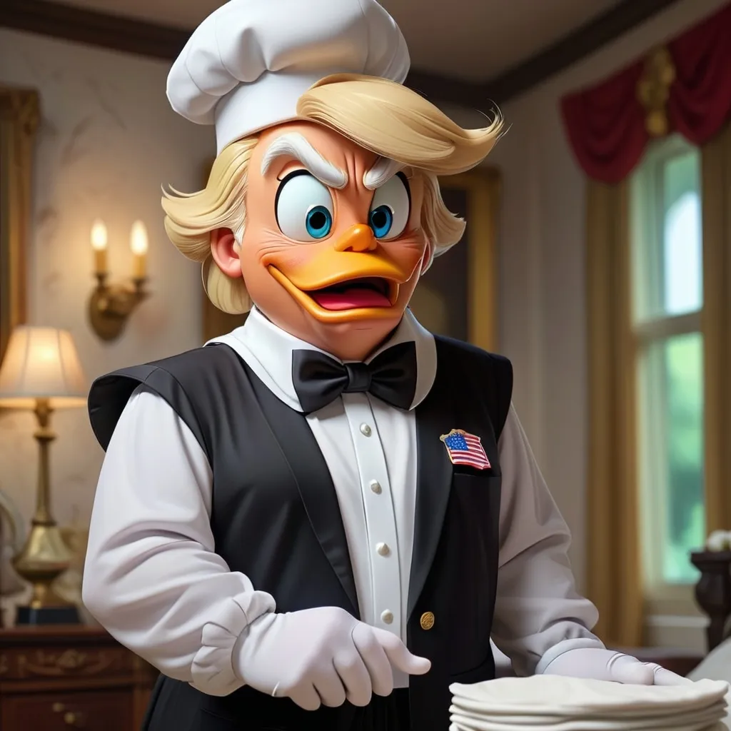 Disney style Donald trump in maid costume male