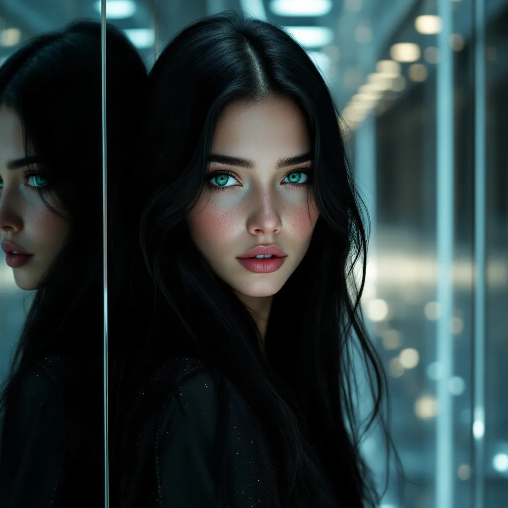 hyper realistic beauty girl hyper reflection sci fi