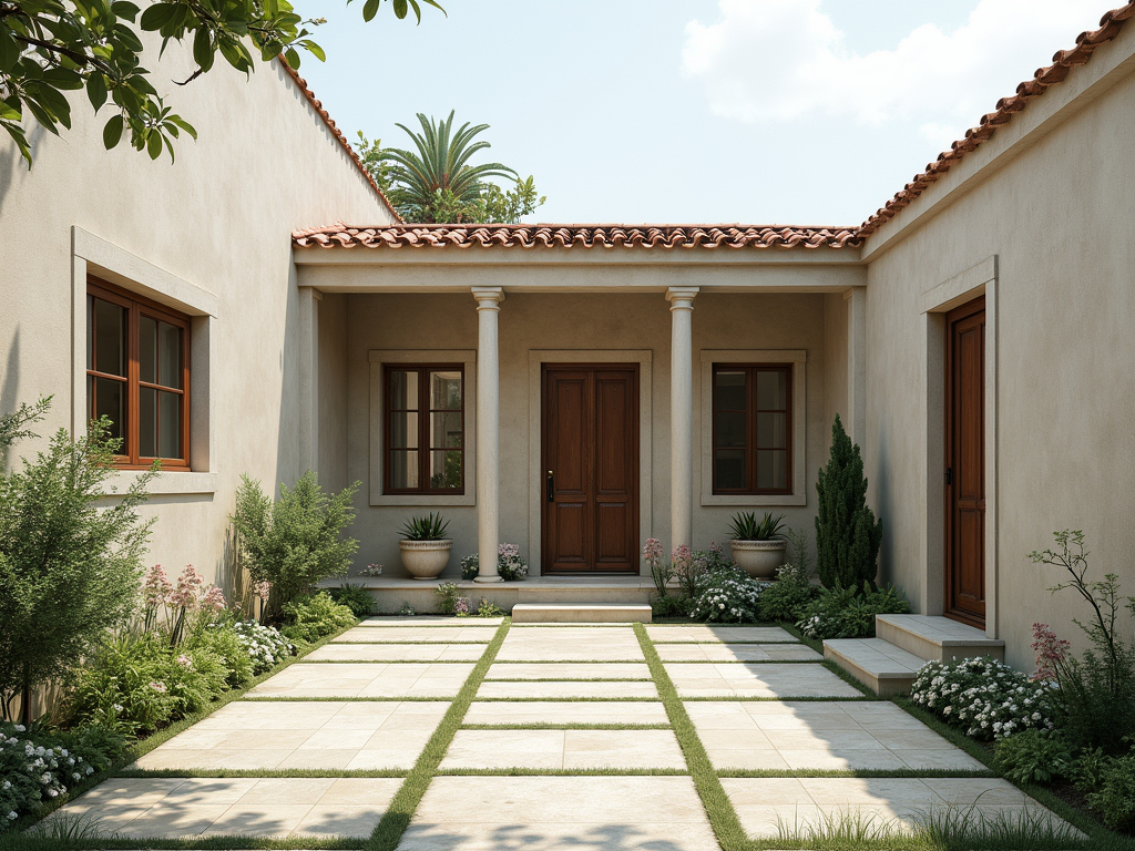 Design a simple traditional Iranian rectangular cour...