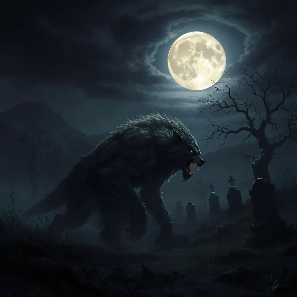 Under a hauntingly full moon that casts an eerie glo...