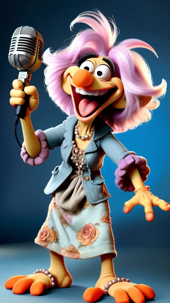 Fraggle Rock style, Fraggle laughing granny muppet,...