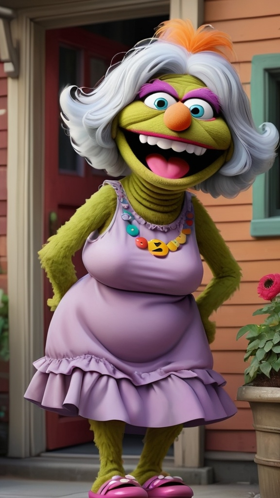 Sesame Street style, digital painting, (((laughing g...