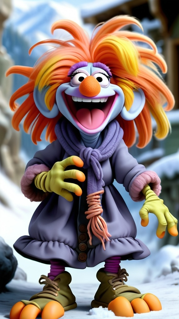 Fraggle Rock style, Fraggle laughing granny muppet,...
