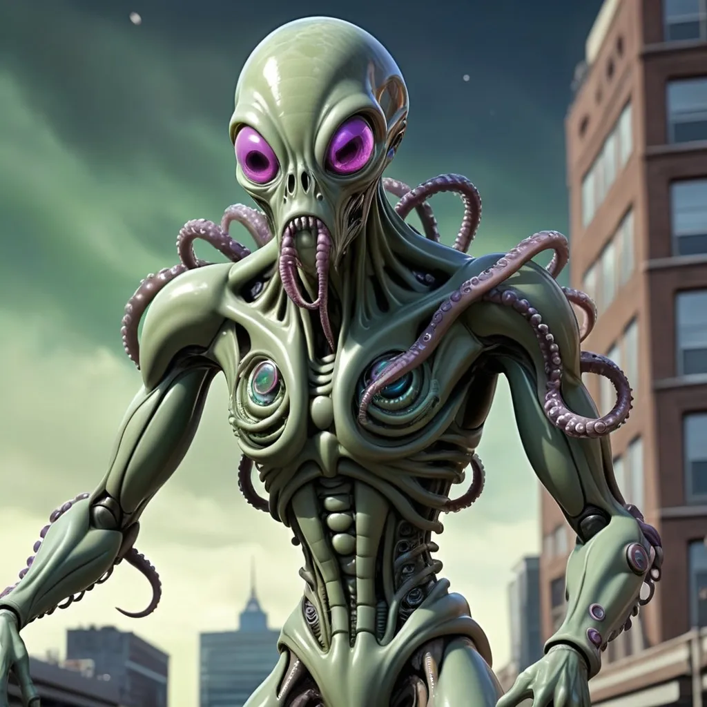 Alien tentacle cyborg invades earth