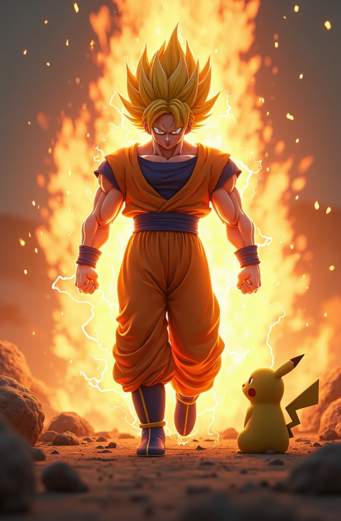 PHOTOrealistic anime super saiyan 4 walking forward...