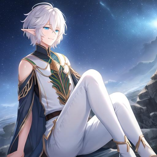 Elf, male, adult, calm demeanor, smiling, short_hair...