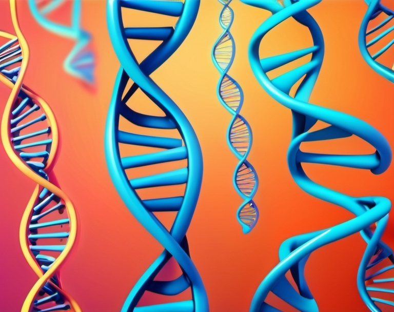 animated DNA molecules. Surrealist style. Bright col...
