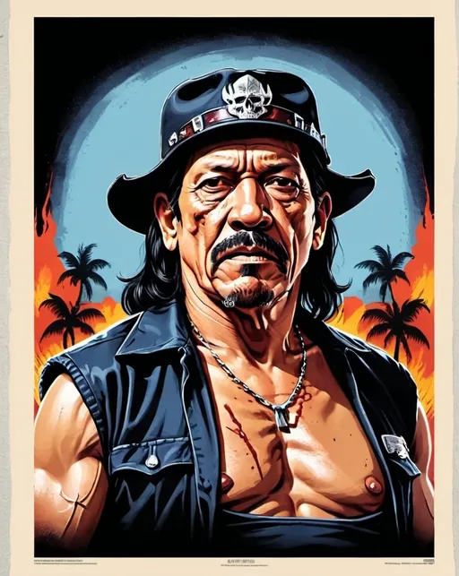 Vintage action, movie poster starring the actor Dann...