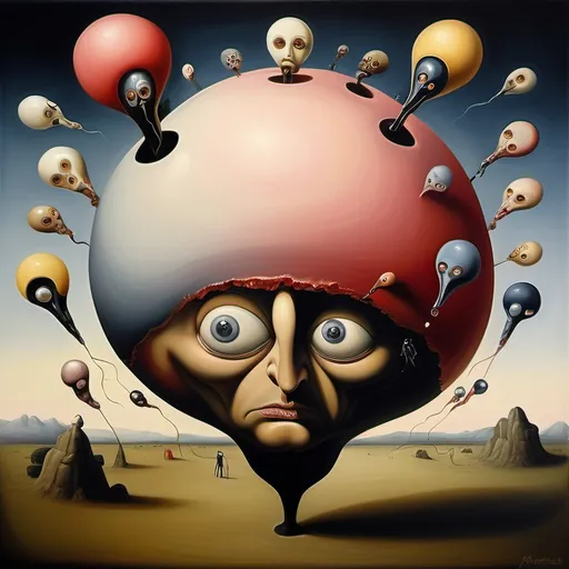 Odd human behavior. Surreal painting