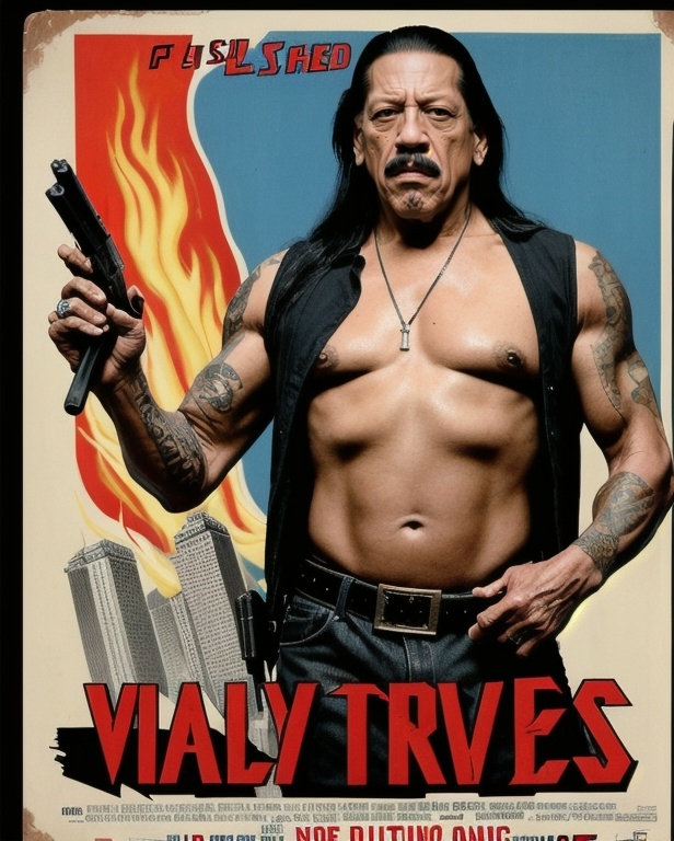 Vintage action, movie poster starring the actor Dann...