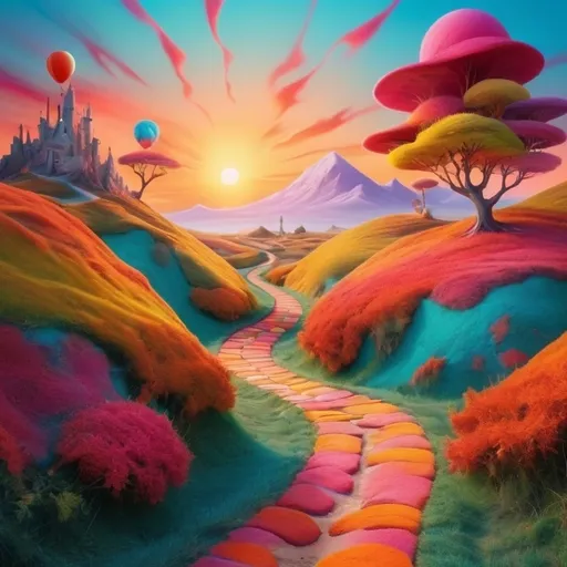 A beautiful surreal path at sunrise. Surrealism. Ima...