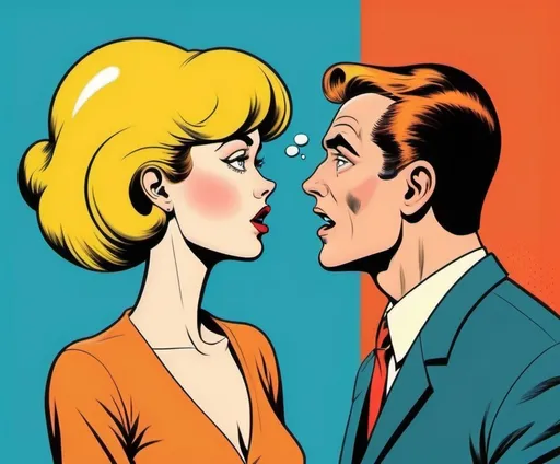 Pop art. Bright colors. a man is about to say someth...