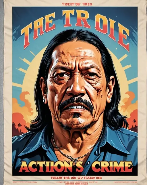Vintage action, movie poster starring the actor Dann...