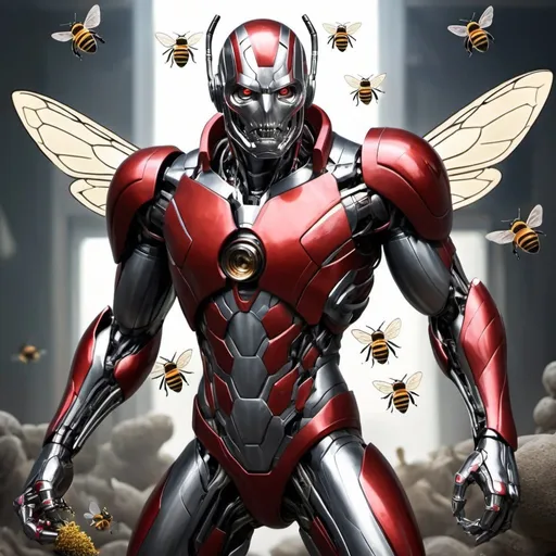 Fusion of marvel ultron and bees, carteen. Honey empty