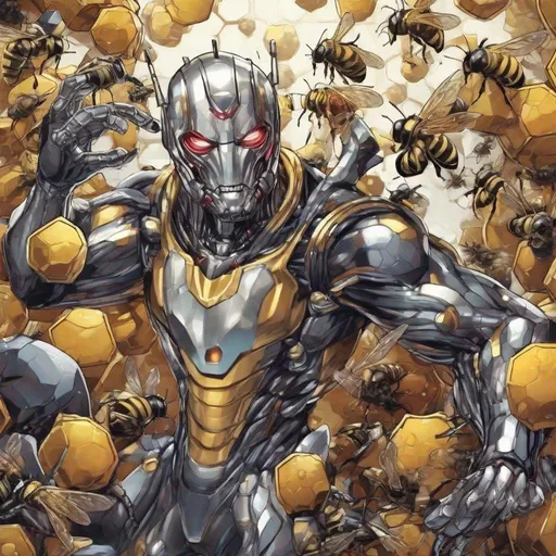 Fusion of marvel ultron and bees, carteen. Honey empty