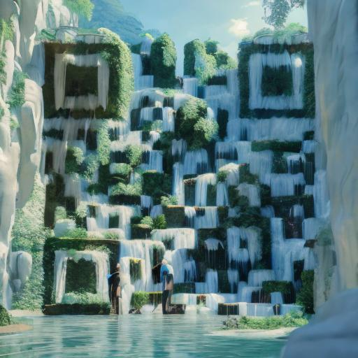 an epic makoto shinkai and renoir landscape with a w...