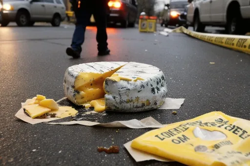 Crime scene photos of the exploding cheese that thre...