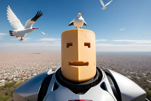 Elon’s head on a 3-meter high robot made of cheese b...