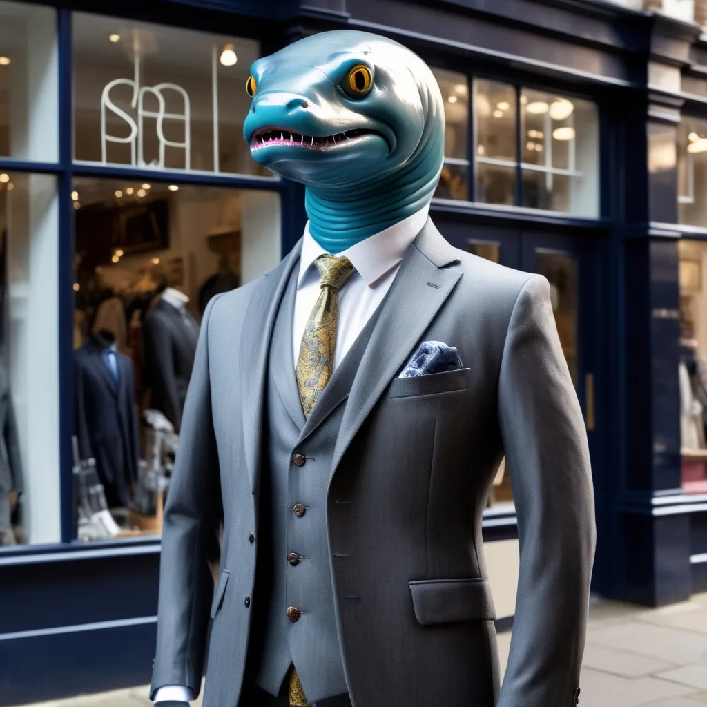 A very large electric eel in a bespoke tailored suit...