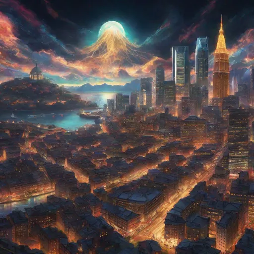 fire theme scenic city on fire cityscape from helico... | OpenArt