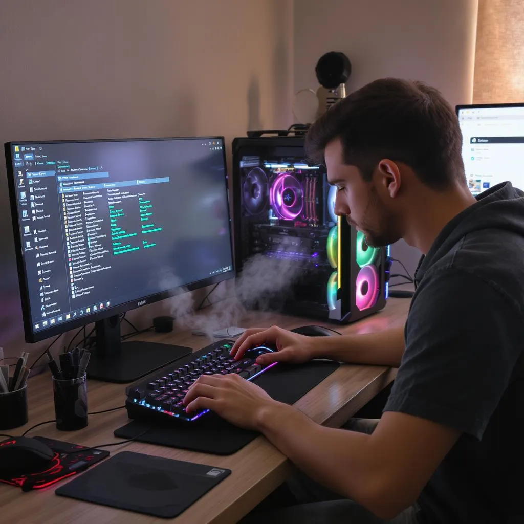 A realistic image of a young gamer improving their P...