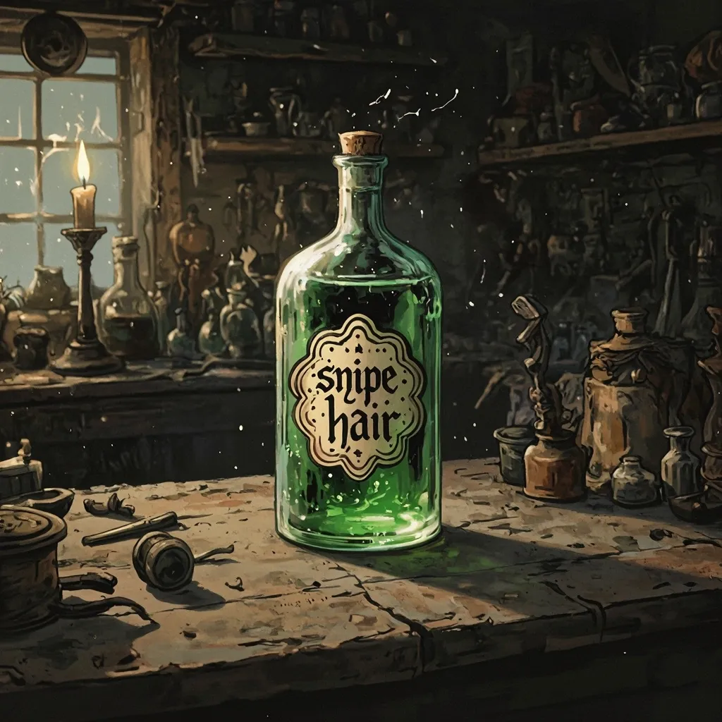 A vintage potion bottle sits in a lab, in the style...