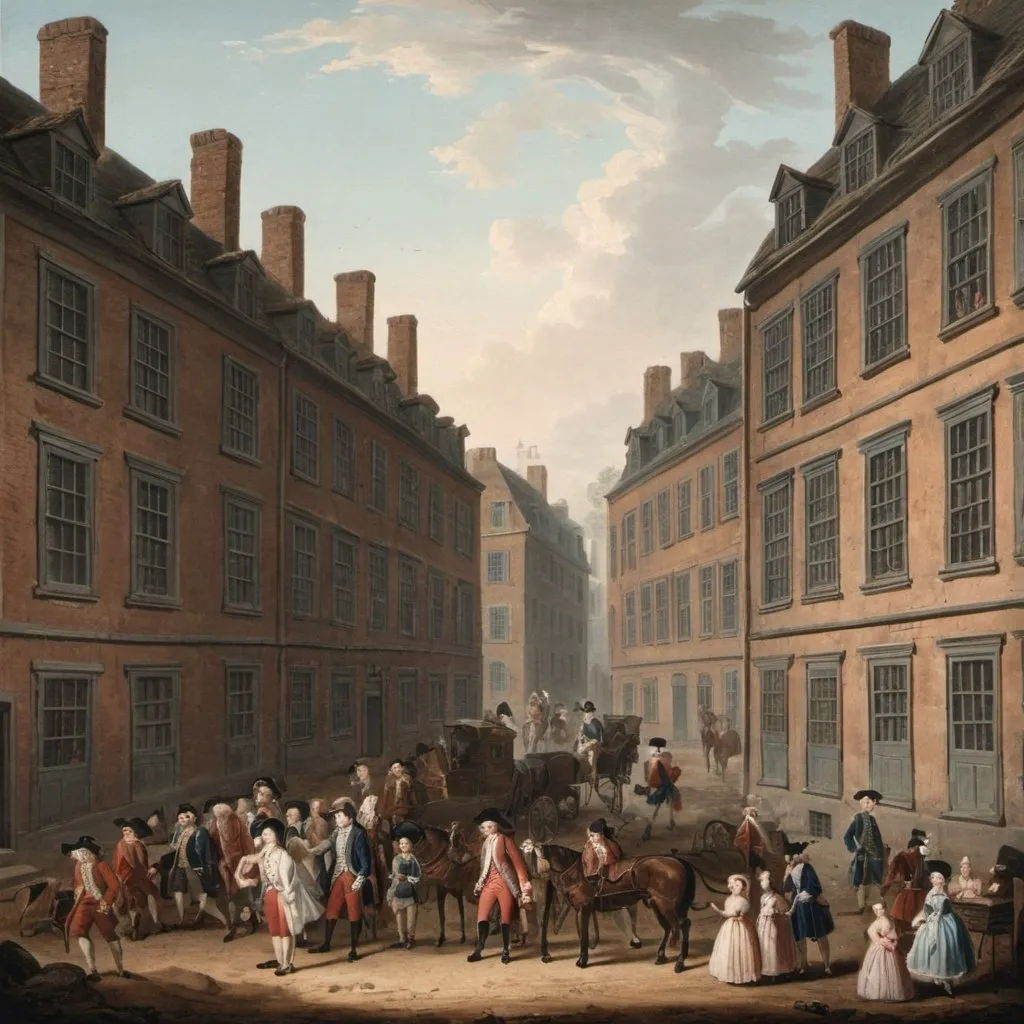 A picture outside in the middle of the city 18th cen...