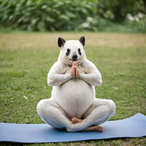 Generate funny, crazy and colourfull image: yoga wit...