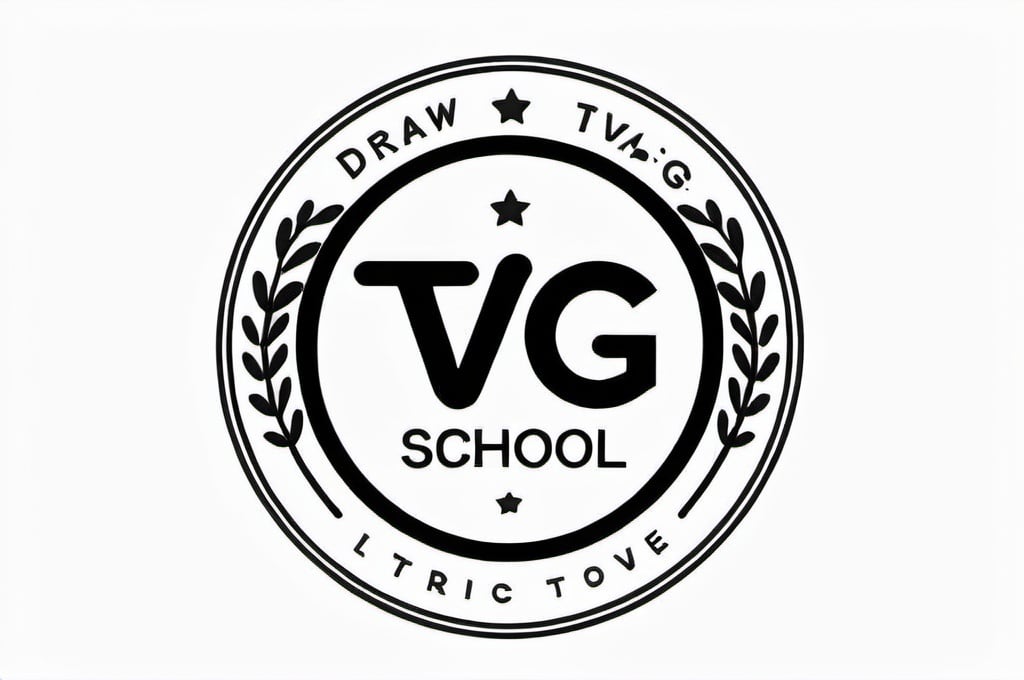 Draw circle logo school with letter TVG in center
