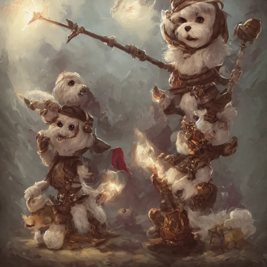 cute little anthropomorphic Maltese Terrier, wielding | Stable Diffusion
