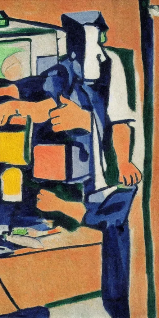 hacker stealing a box of data in the supermarket | Stable Diffusion