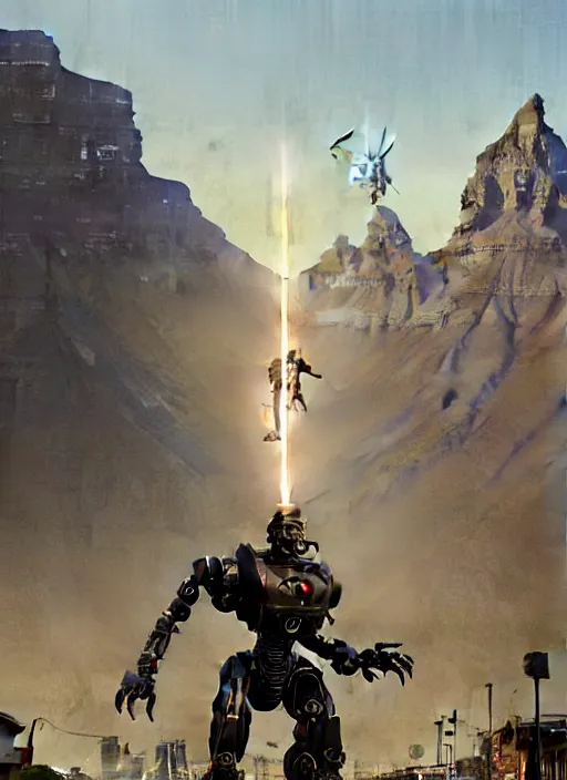 hyper realistic robot attacking cape town city | Stable Diffusion