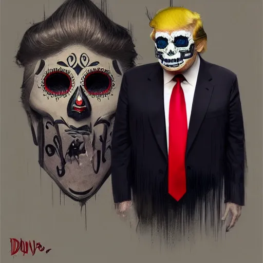 donald trump wearing a dia de los muertos mask by | Stable Diffusion ...