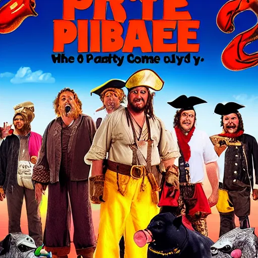 Film poster for comedy pirate film including a pig, | Stable Diffusion ...