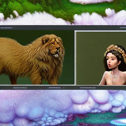 gorgeous goddess of leo, fur, fractal silk. beauty | Stable Diffusion | OpenArt