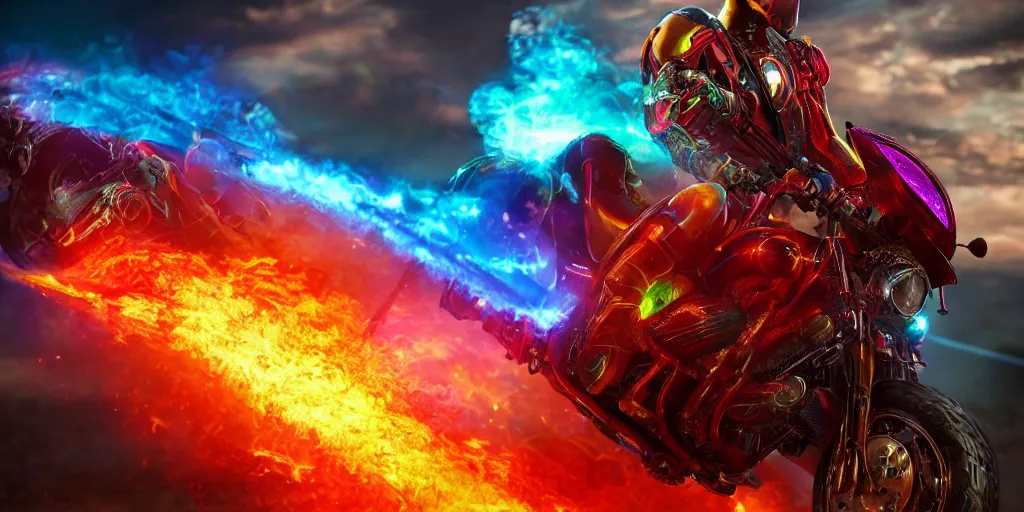 a octane render of marvel hell riders ri with rainbow | Stable ...