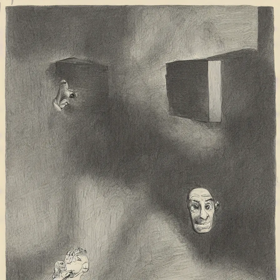 a long - nosed man in a box pokes his head through the | Stable ...