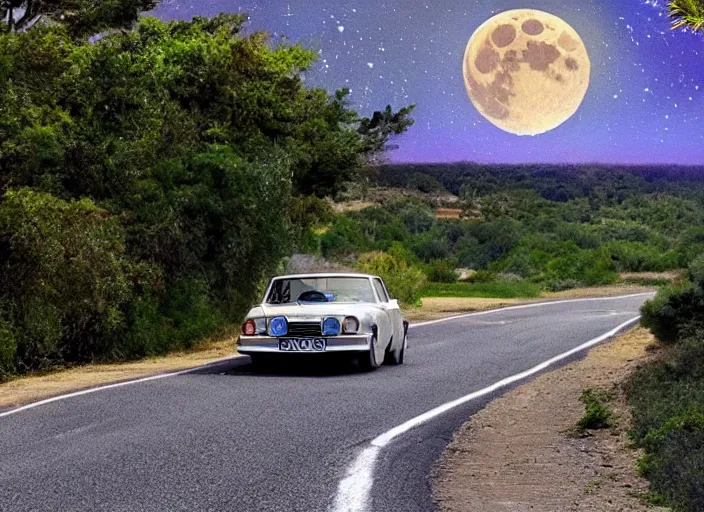 a car driving on a road that leads to the moon | Stable Diffusion | OpenArt