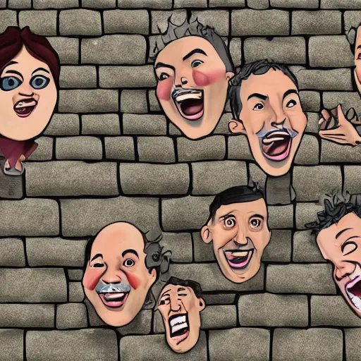 faces of celebrities emerging from a stone wall, | Stable Diffusion ...