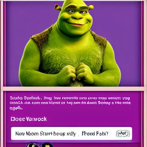 Shrek dating profile | Stable Diffusion