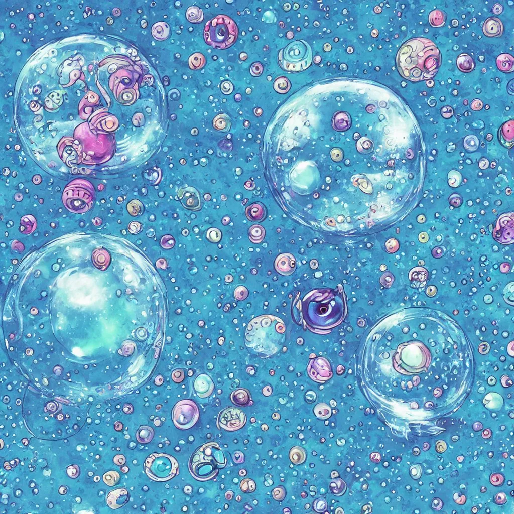 eyeballs disembodied floating through a bubble sky | Stable Diffusion | OpenArt