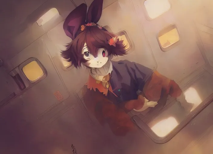 a rabbit on a train in a japanese anime, rabbit, pa | Stable Diffusion ...